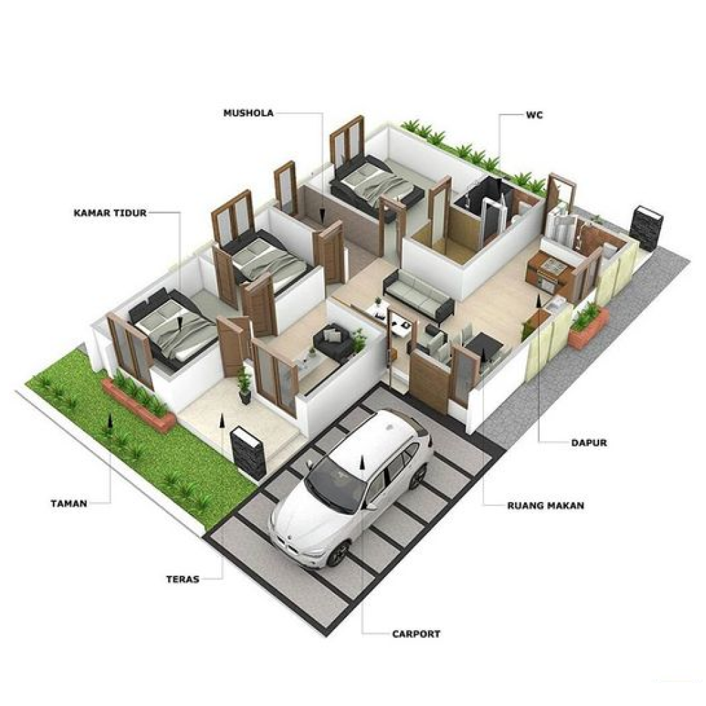 Desain Rumah Sederhana 3 Kamar di Kampung