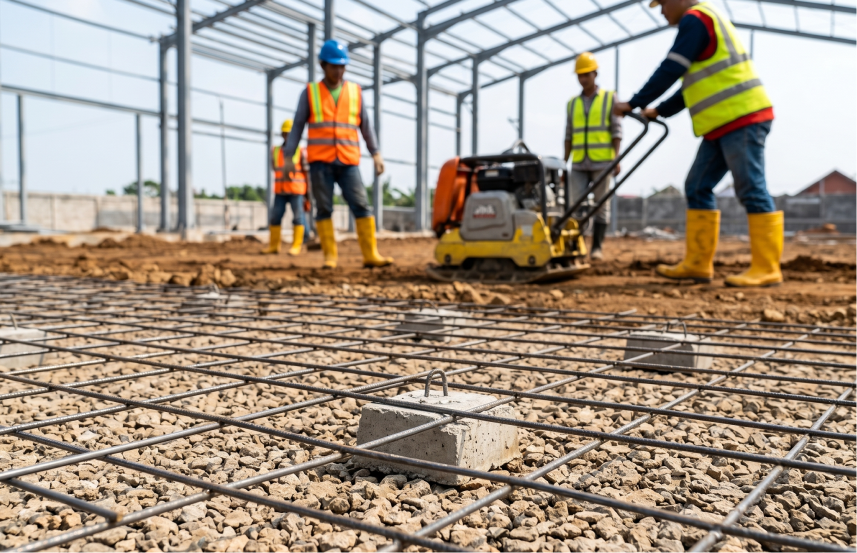 Preparasi Subgrade Wiremesh dan Dampaknya pada Lantai Light Industrial